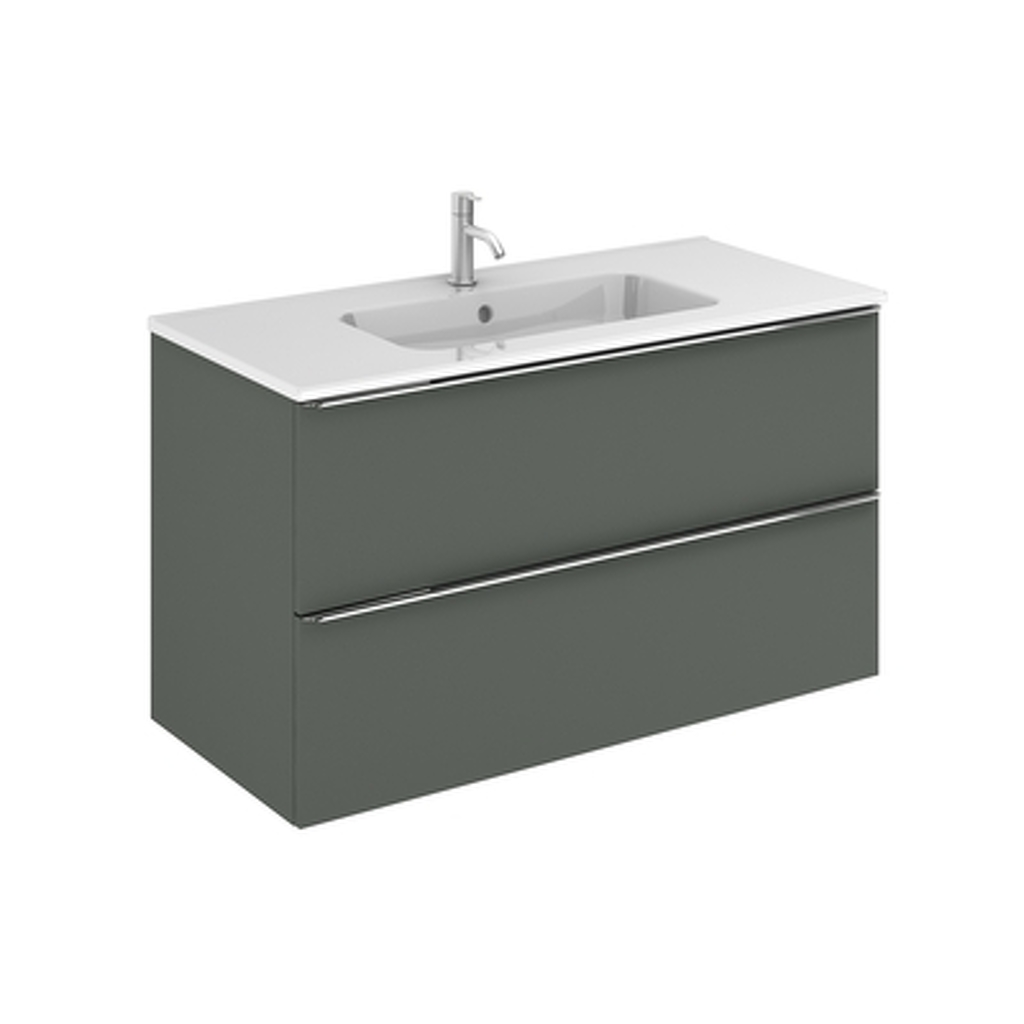 Caisson 2 tiroirs 100cm New Anco - Anconetti - Vert mat avec poignées ...